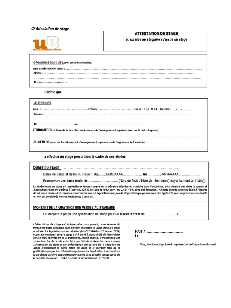 Attestation de Stage FR | PDF