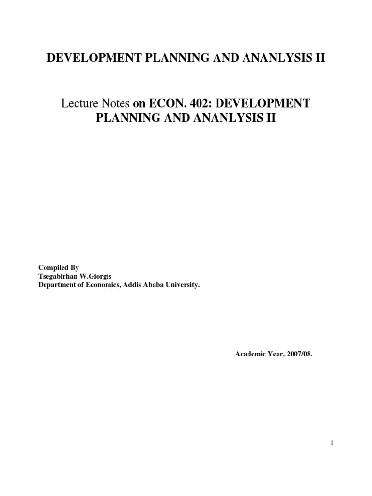 Development Planning Analysis II Notes | PDF | Net Present Value | Cost ...