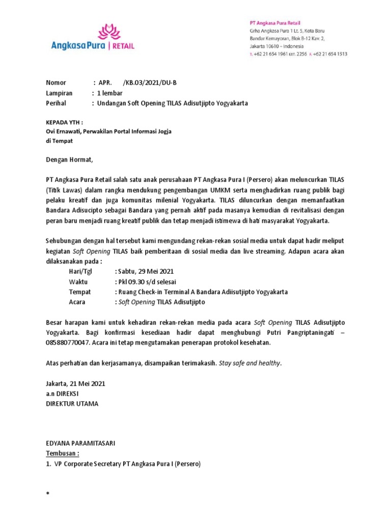 Apr. - Surat Undangan Media Tilas | PDF