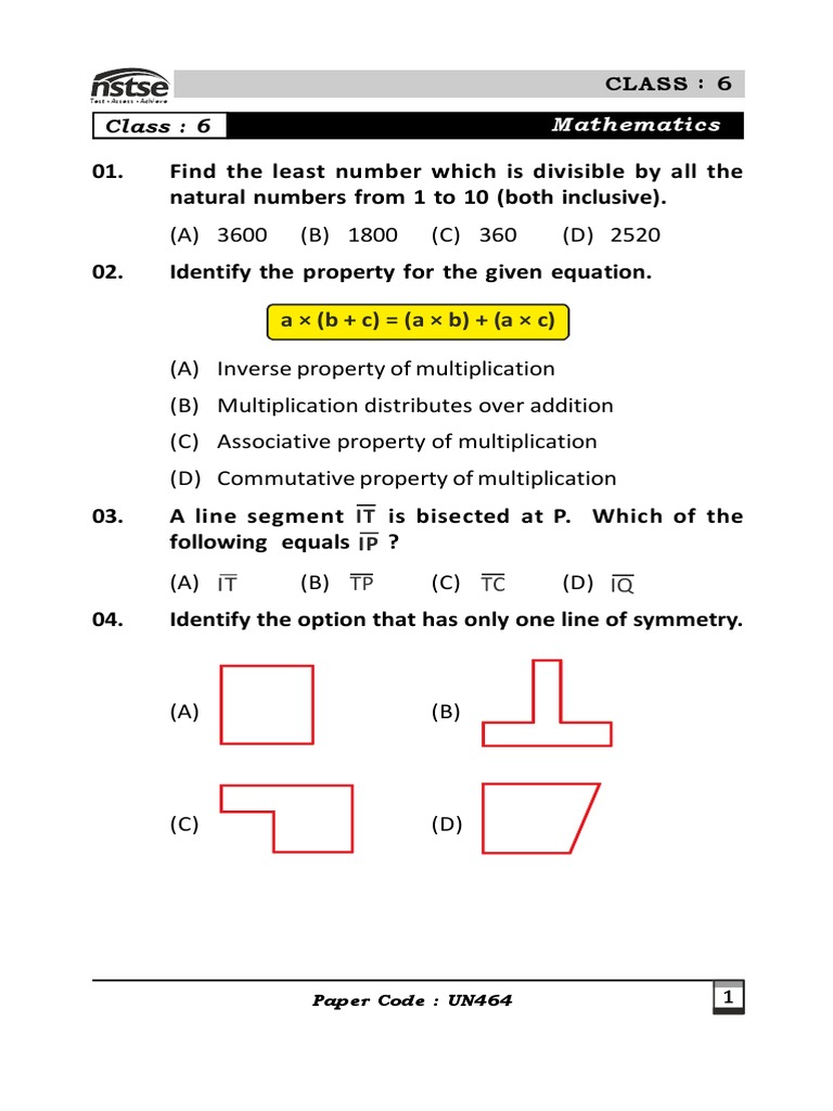 Grade 6 Math and Science Quiz | PDF