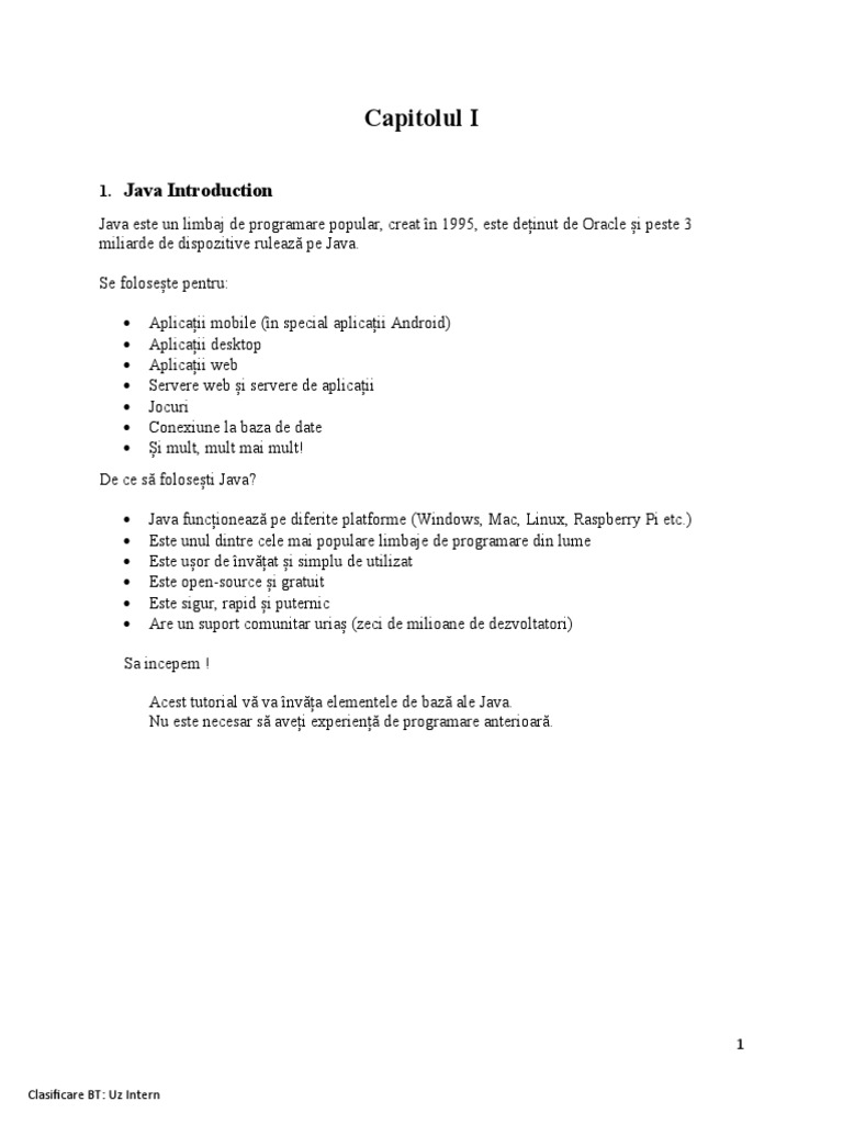 JAVA Capitolul I | PDF