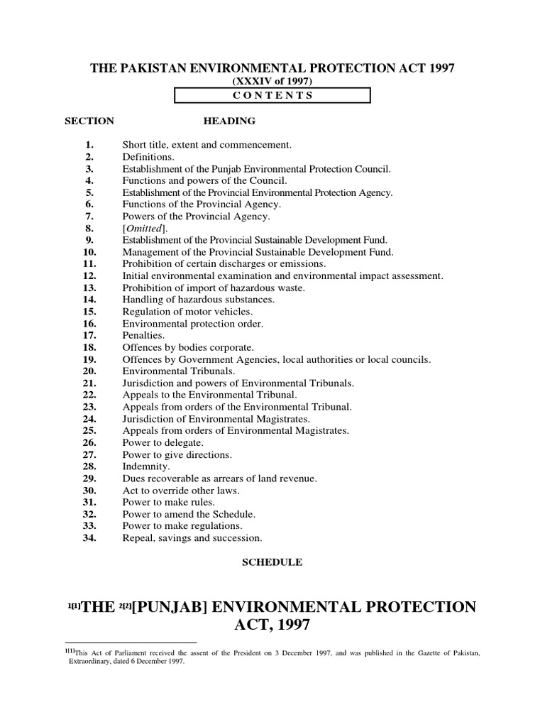 The Pakistan Environmental Protection Act 1997 | Download Free PDF ...