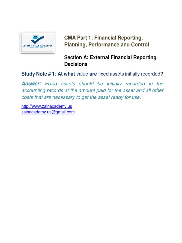 CMA Part 1 - Section A | PDF | Equity (Finance) | Depreciation