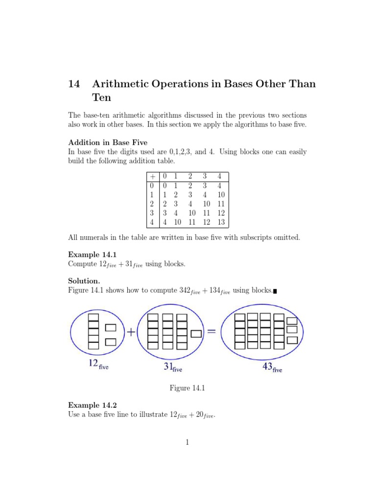 14 Arithmetic Operations in Bases Other Than Ten: F Ive F Ive | PDF ...