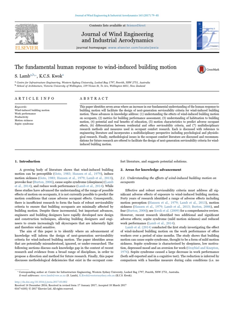 Journal of Wind Engineering and Industrial Aerodynamics: S. Lamb, K.C.S ...
