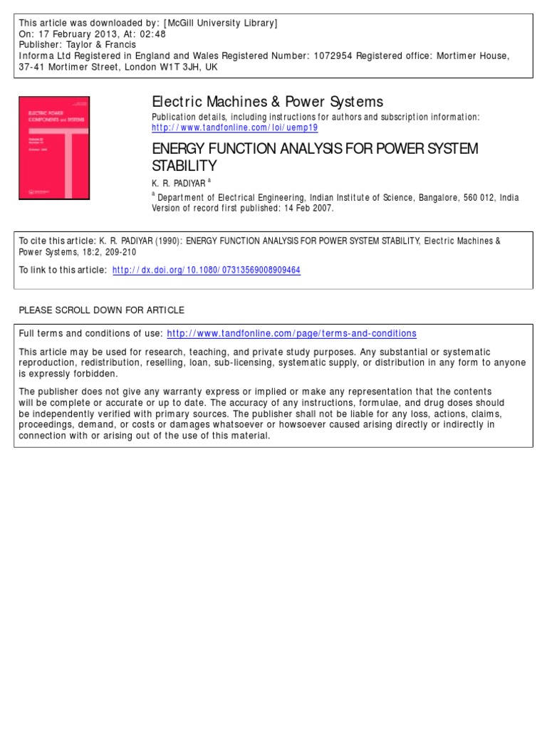 Electric Machines & Power Systems | PDF