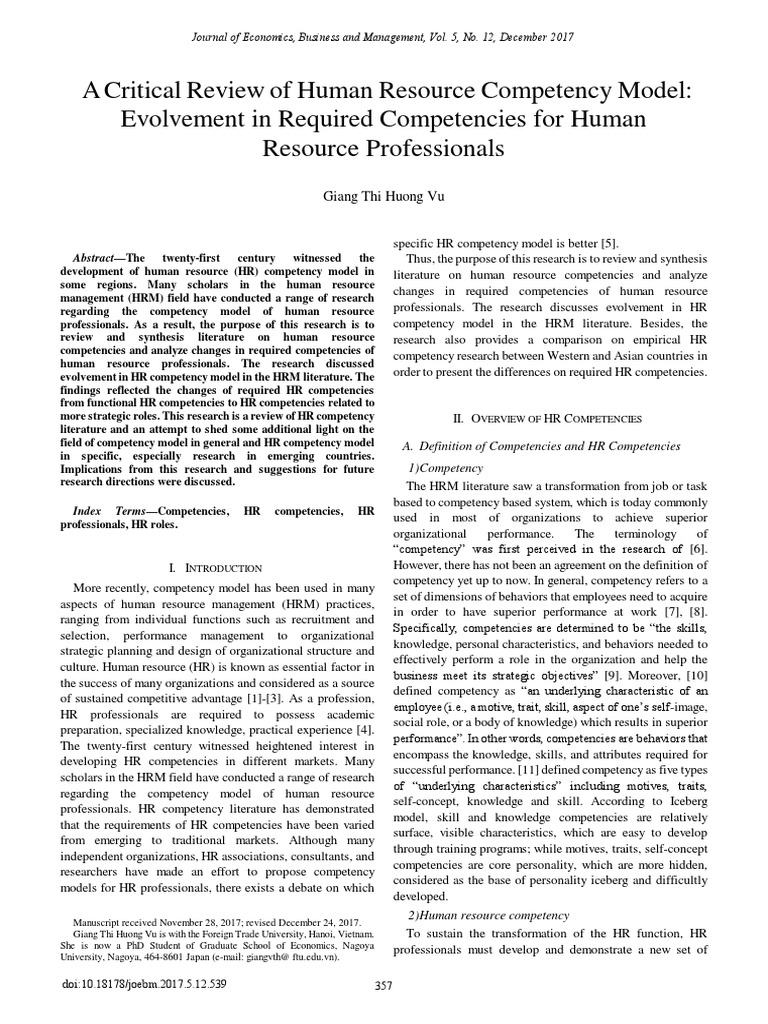 A Critical Review of Human Resource Competency Model | Download Free ...