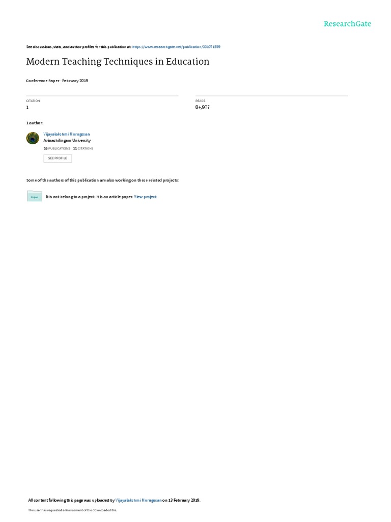 Modern Teaching Techniques in Education | PDF | Educational Technology ...