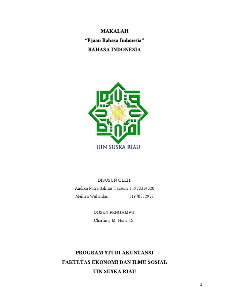 Makalah Ejaan Bahasa Indonesia | PDF Makalah Ejaan Bahasa Indonesia | PDF