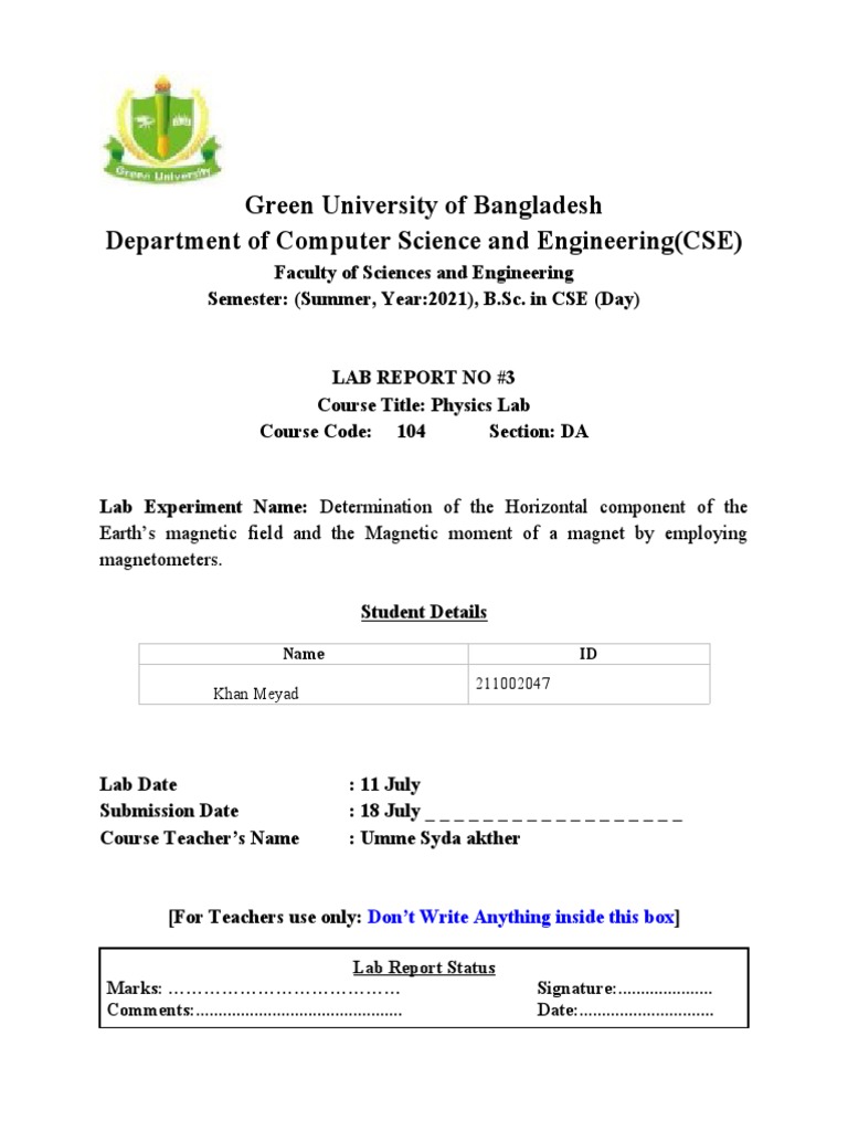 Physics Lab Report Template | PDF