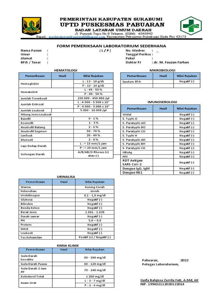Form Laboratorium New 1 | PDF