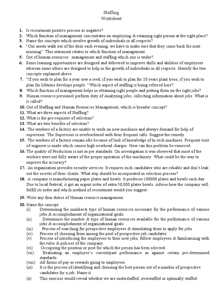 New Staffing Worksheet | PDF | Human Resources | Recruitment