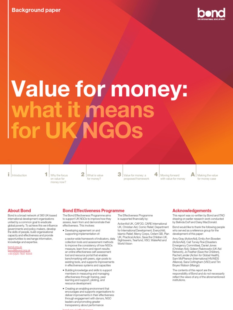 Value For Money:: What It Means For Uk Ngos | PDF | Non Governmental ...