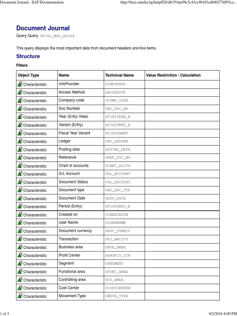 Document Journal - Balances - SAP Documentation | PDF | Debits And ...