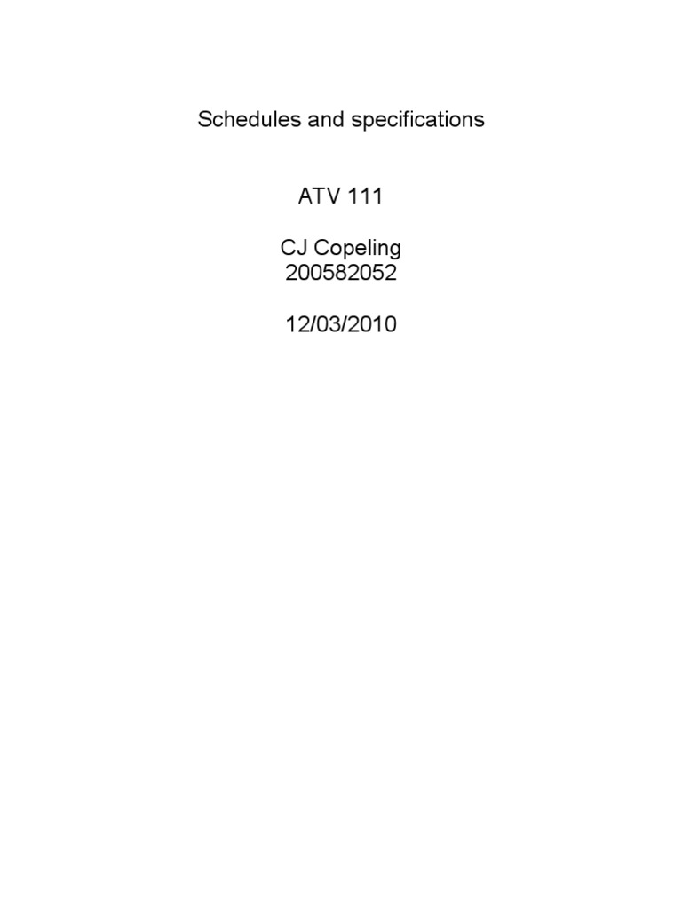 Schedules and Specifications | PDF | Specification (Technical Standard) | Architect