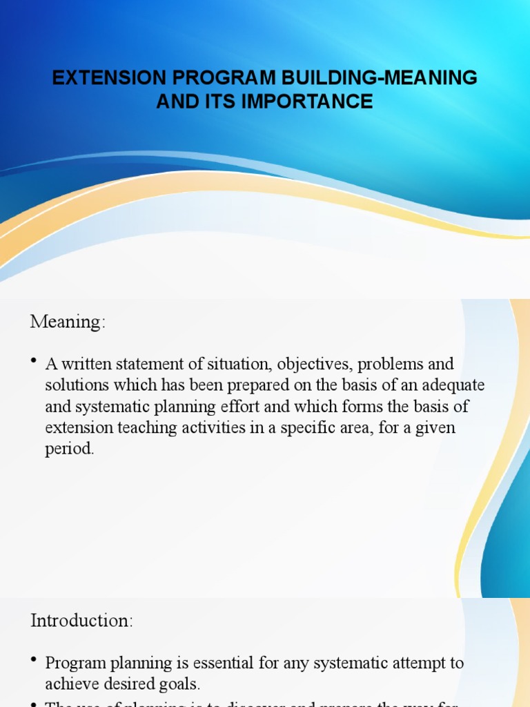 Extension Program Building (Ext) | PDF