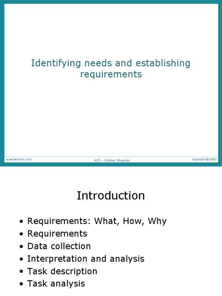 Identifying Needs and Establishing Requirements: HCI - Umber Shamim ...