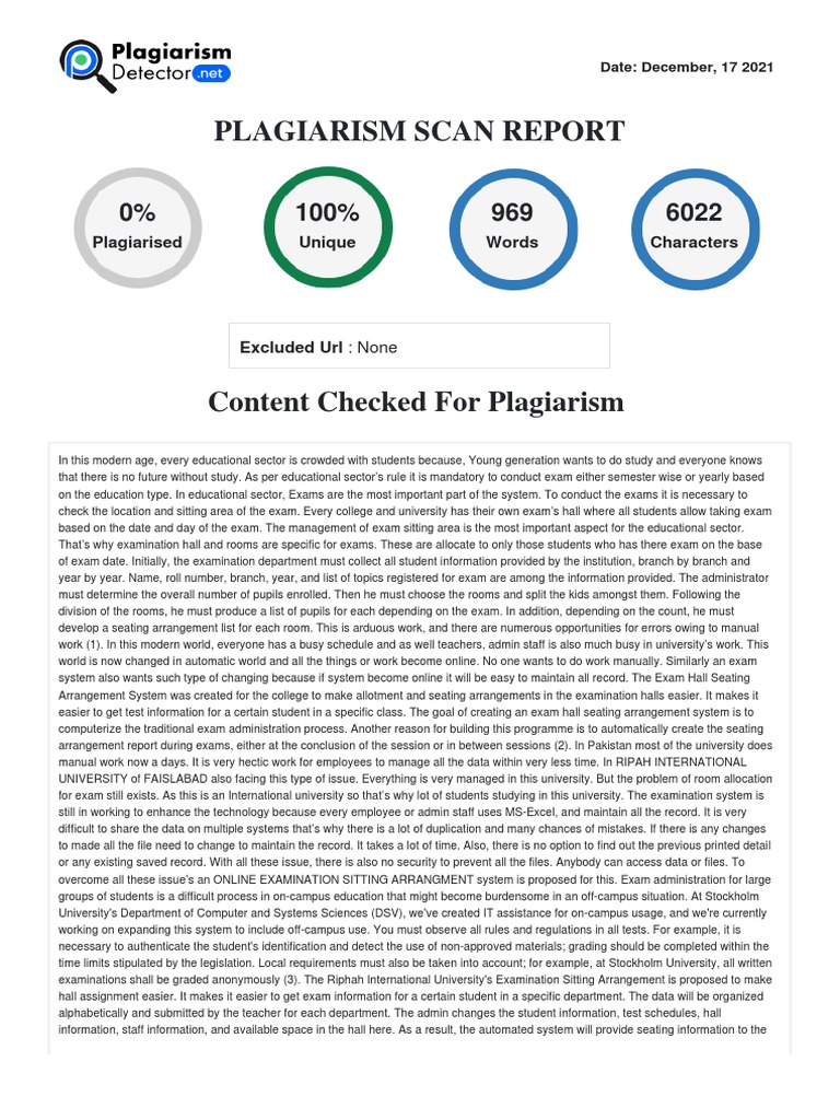 Plagiarism Report For Proposal | PDF | Test (Assessment) | Information
