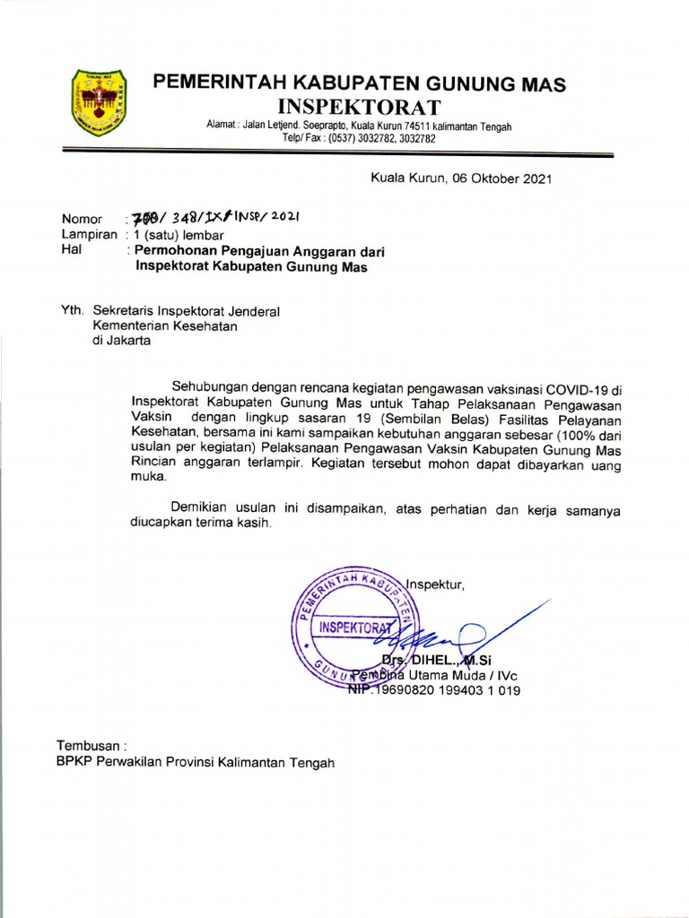 Surat Permohonan Pengajuan Anggaran | PDF