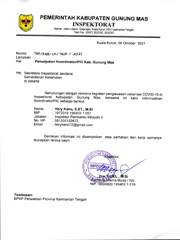 Surat Penunjukan PIC | PDF
