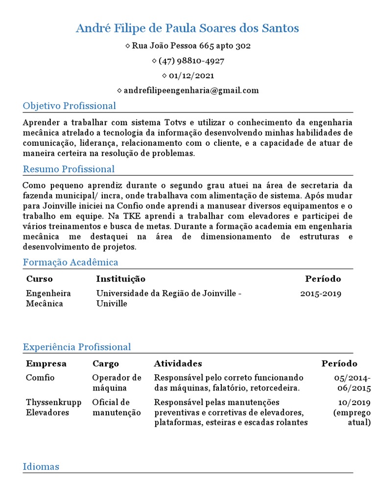 Currículo André | PDF