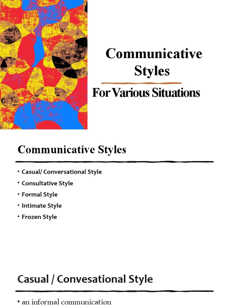 Communicative Styles: For Various Situations | PDF
