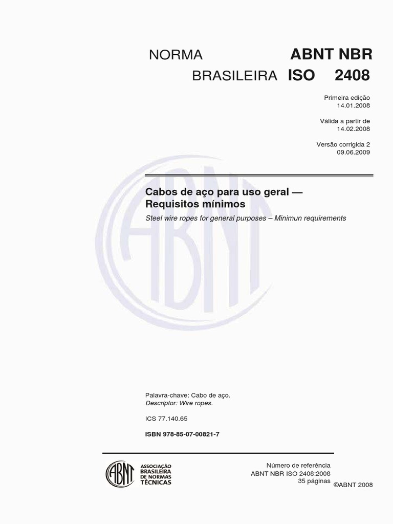 ISO-2408-2009 Cabos de Aço Uso Geral | PDF | Aço