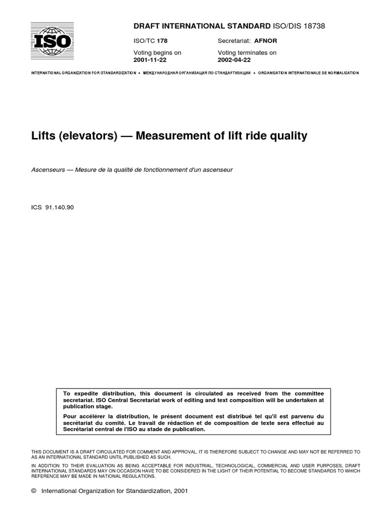 Lifts (Elevators) - Measurement of Lift Ride Quality: Draft ...