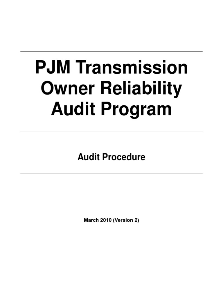 PJM Transmission Owner Reliability Audit Program | PDF | Electric Power ...