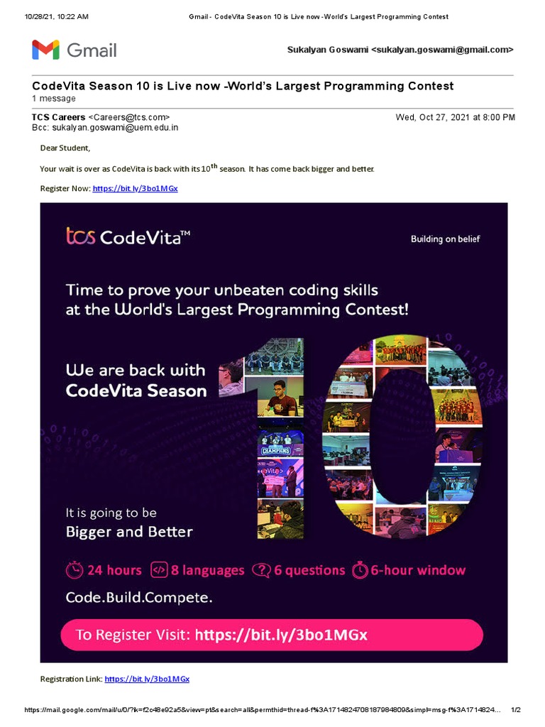 Codevita Season 10 Is Live Now - World'S Largest Programming Contest ...