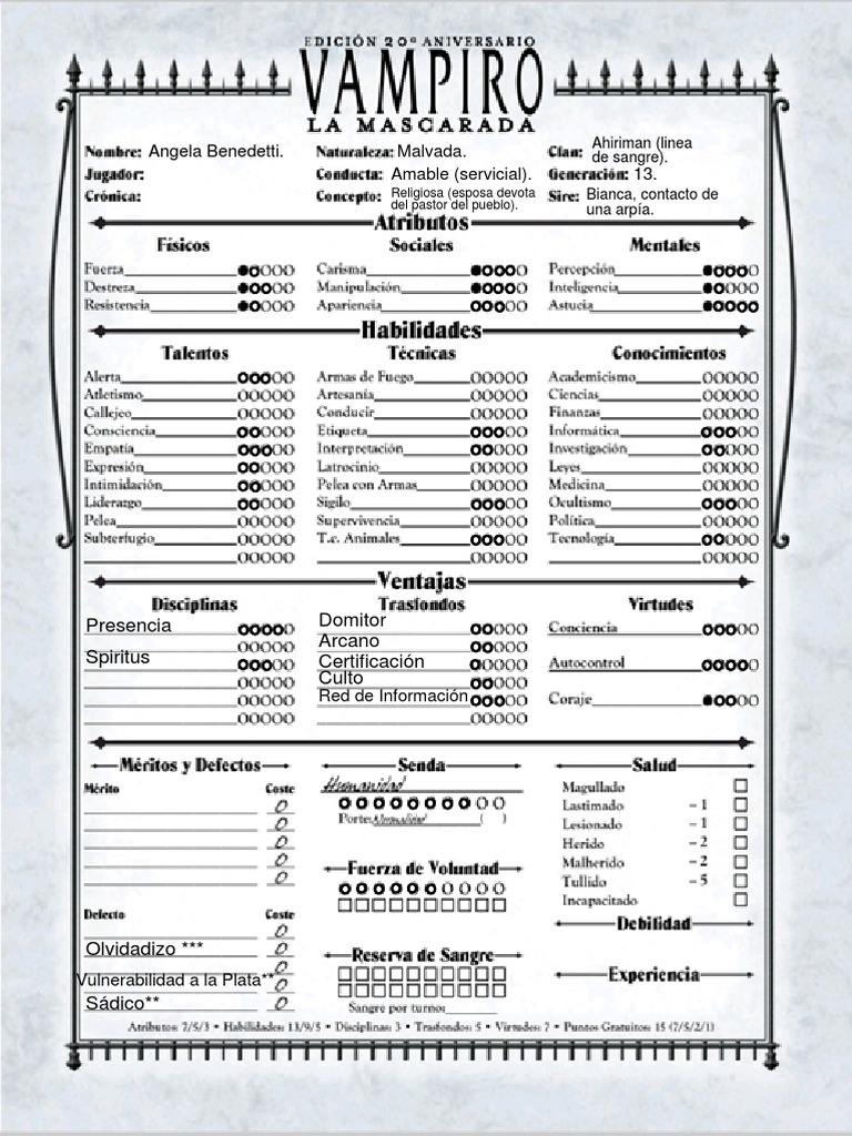 Ficha de Personaje 2.0 | PDF