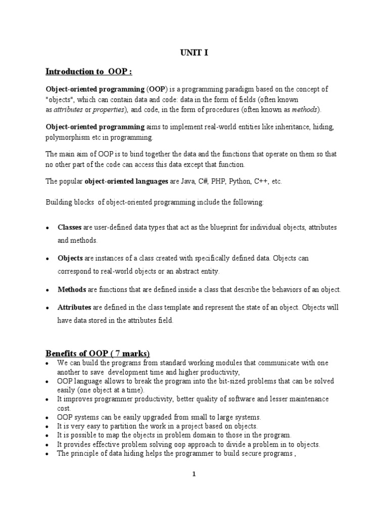 C++ Notes-4 Units | PDF | Object Oriented Programming | Data Type