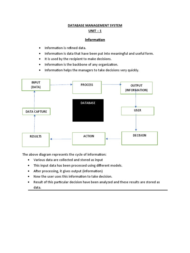 Information: Database Management System Unit - 1 | PDF | Relational Database | Databases