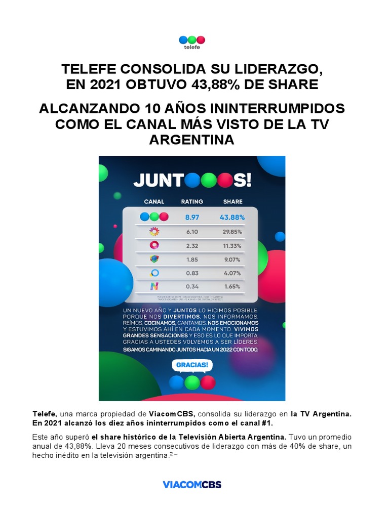 Telefé | PDF | Medición de audiencia | Hora estelar