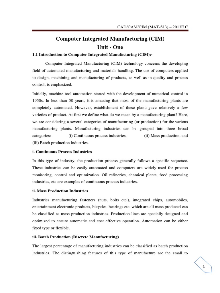 Introduction To CIM Y.Z | PDF | Automation | Computer Aided Design