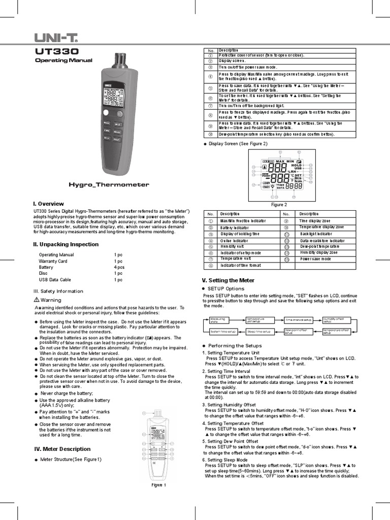 UT330 English Manual | PDF | Personal Computers | Humidity