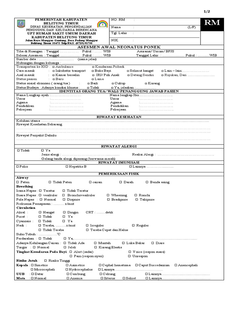 Asesmen Neonatus Igd Ponek | PDF