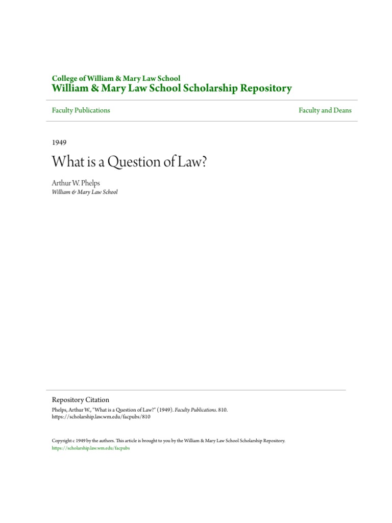 What Is A Question of Law?: William & Mary Law School Scholarship ...