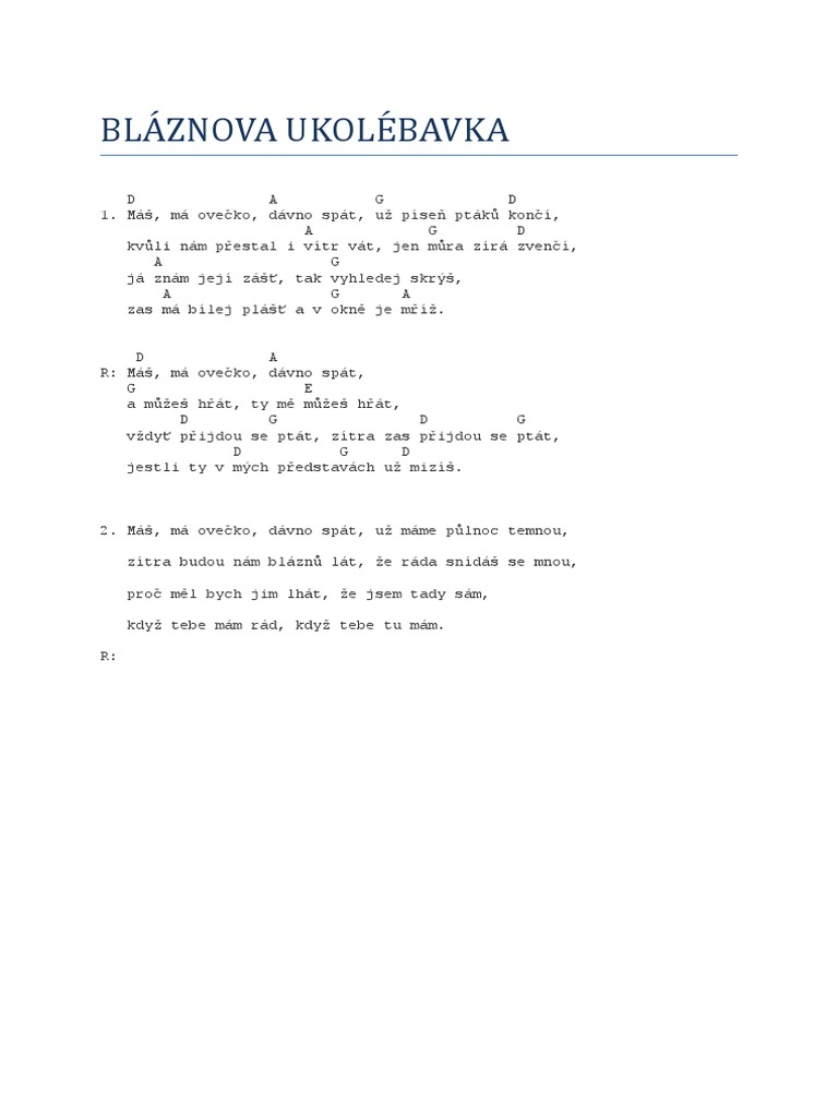 Bláznova Ukolébavka | PDF