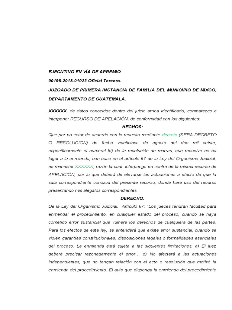 Modelo Agravios | Descargar gratis PDF | Apelación | Juez