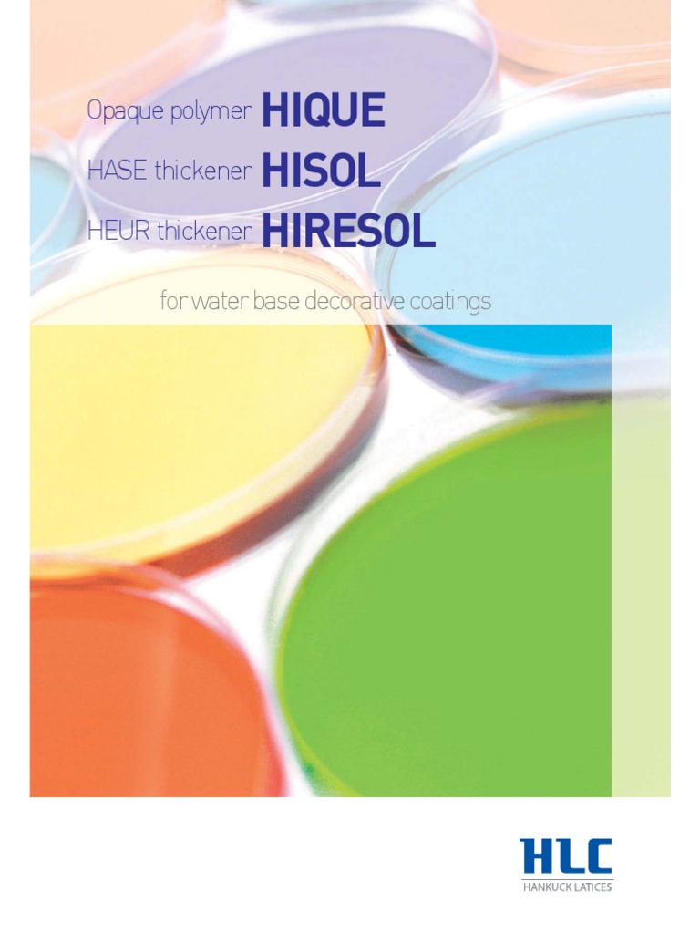 Hique Hisol Hiresol: Opaque Polymer HASE Thickener HEUR Thickener | PDF ...