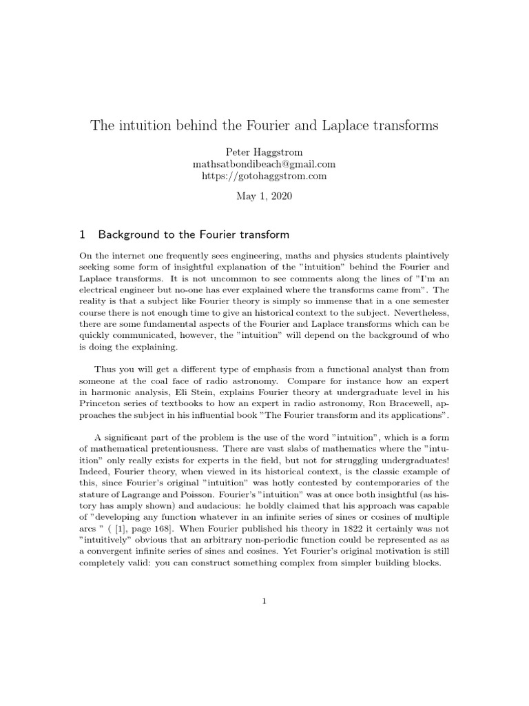 The Intuition Behind The Fourier and Laplace Transforms | PDF ...