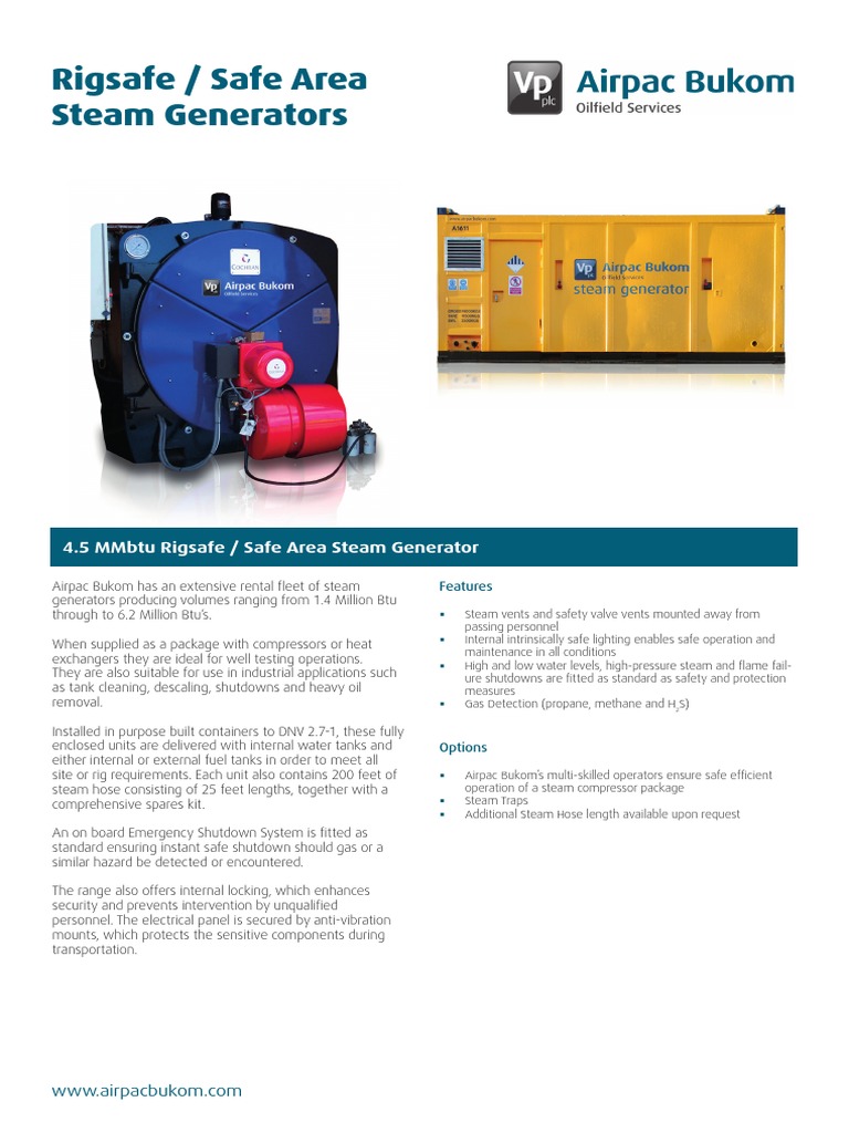 4.5 Mmbtu Rigsafe / Safe Area Steam Generator | PDF | Steam | Electric ...