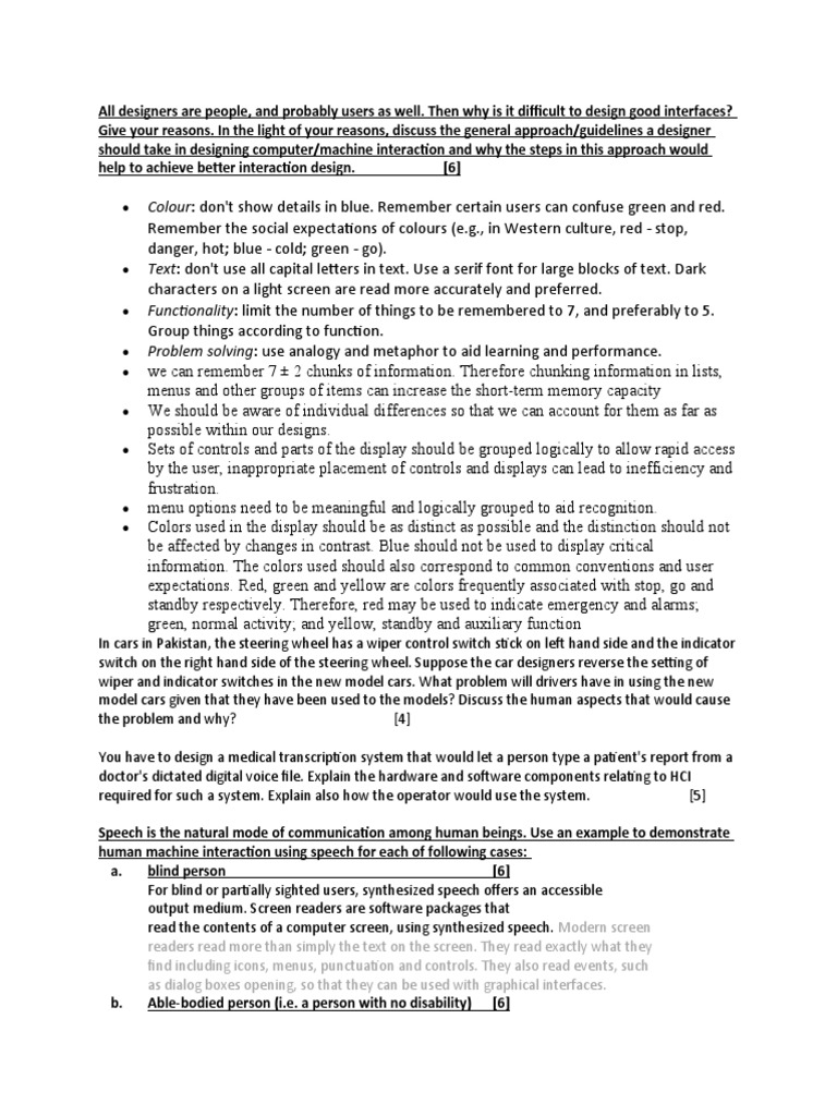 HCI Notes | PDF | Memory | Menu (Computing)