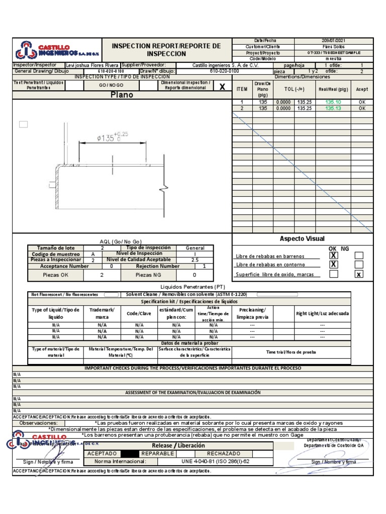 Reporte Dimensional | PDF
