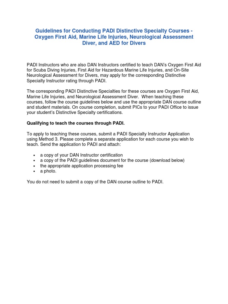 PADI Distinctive Specialty Course Guide | PDF