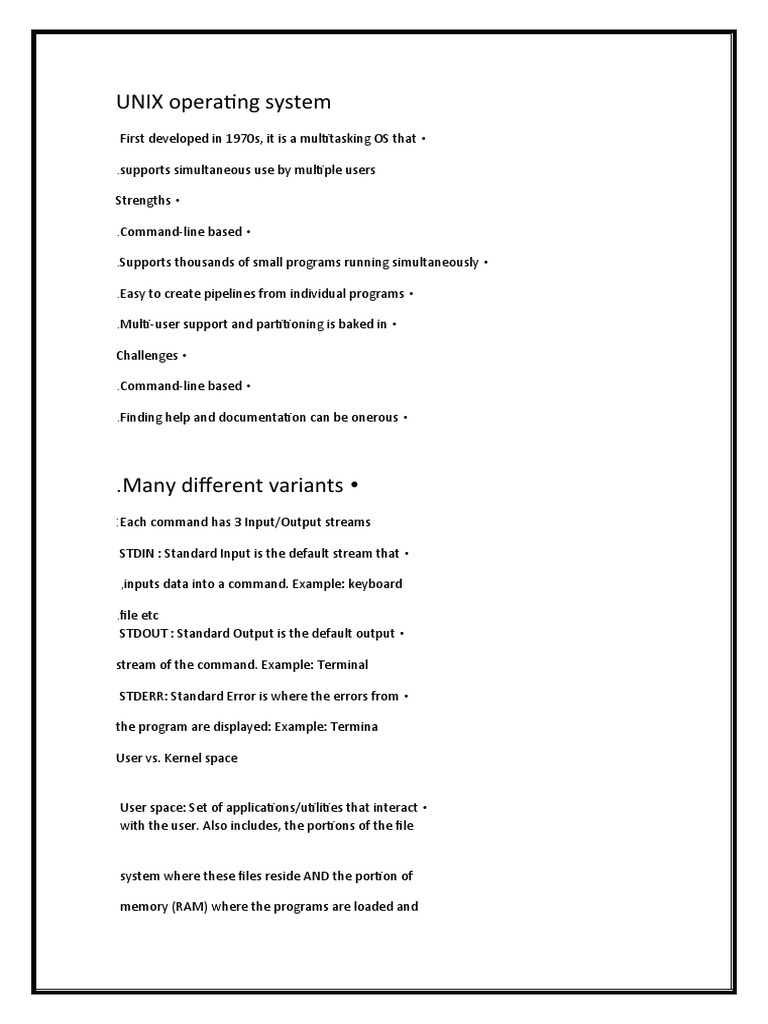 UNIX Operating System | PDF | Process (Computing) | Operating System