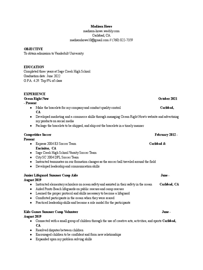 Madison Howe Resume 1 | PDF