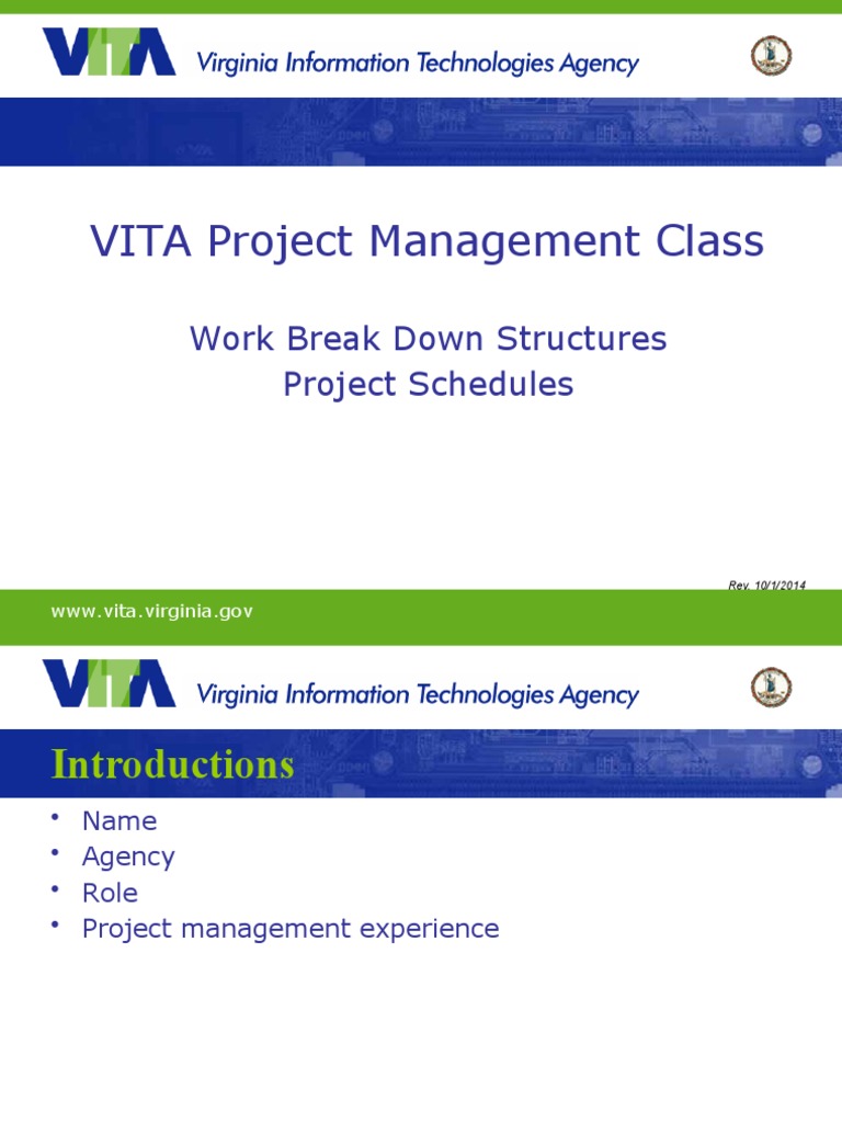 VITA Project Management Class: Agenda | PDF | Project Management ...