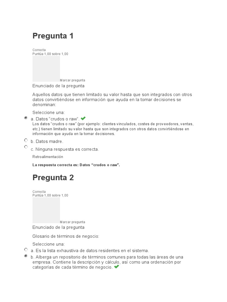 Examen BDBI | PDF | Inteligencia de negocios | Información